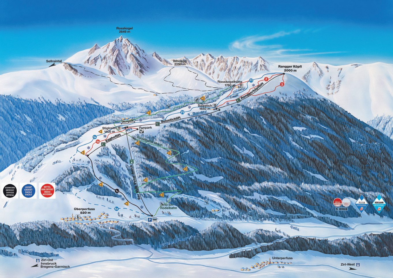 Oberperfuss: Skigebiet Oberperfuss, Pistenplan, Skikarte, Panoramakarte ...