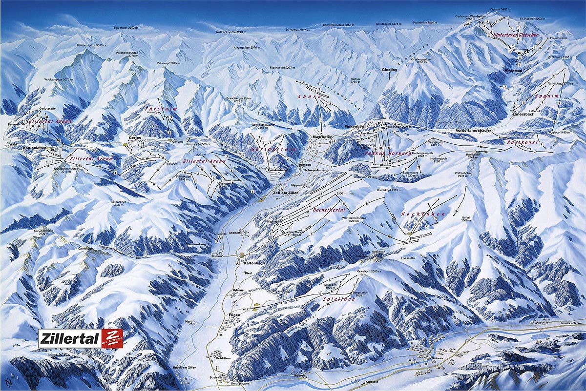 Stumm: Skigebiet Ski-optimal Hochfügen-Hochzillertal, Pistenplan ...